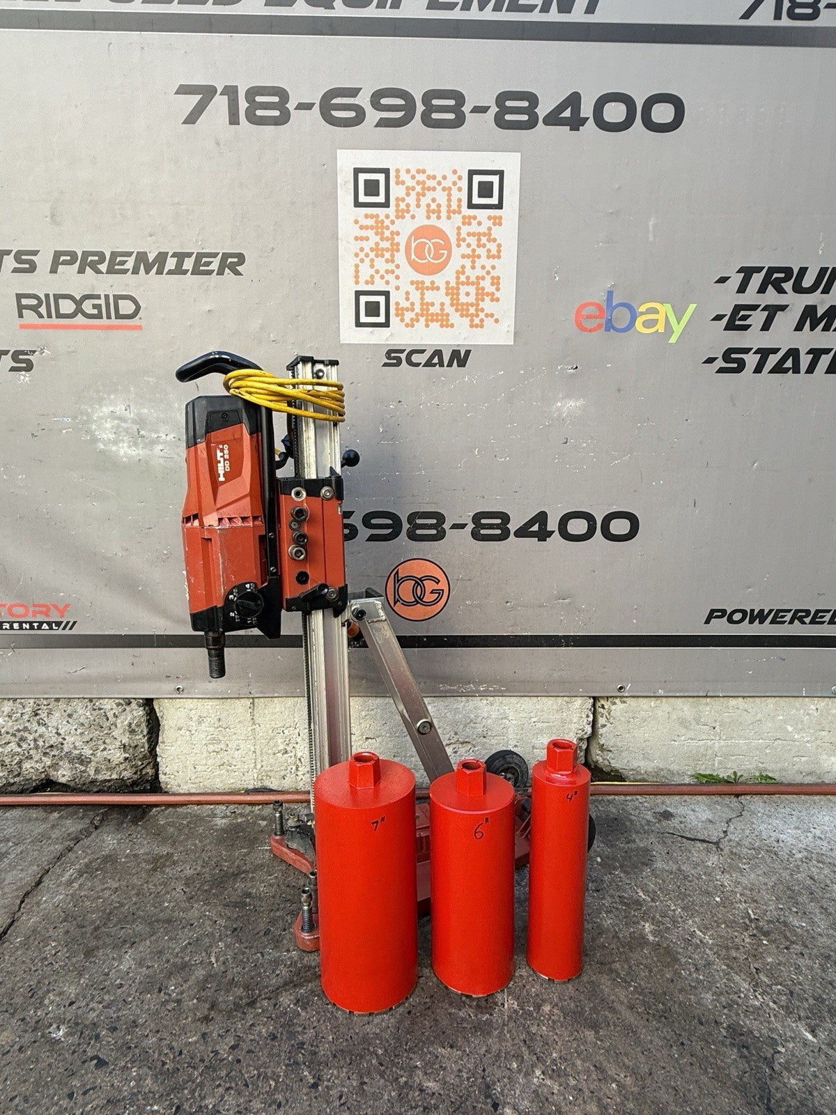 HILTI DD250 CORE DRILL With Stand Core Bits Great Condition Tested And ...