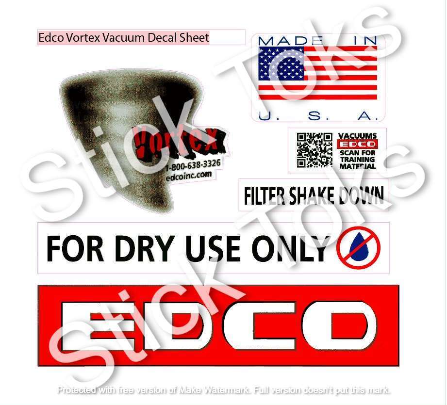 Complete Replica Edco Vortex Vacuum Decal Kit — Buys Galore